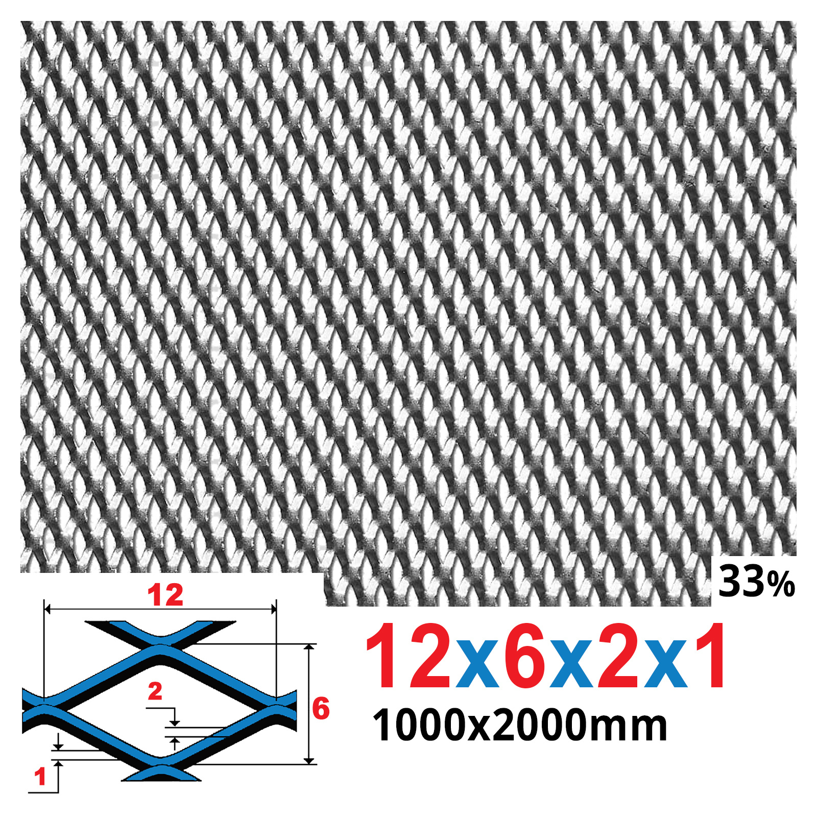 Romb 12 X 6 X 2 X 1 | Siatki cięto-ciągnione | Artykuły metalowe
